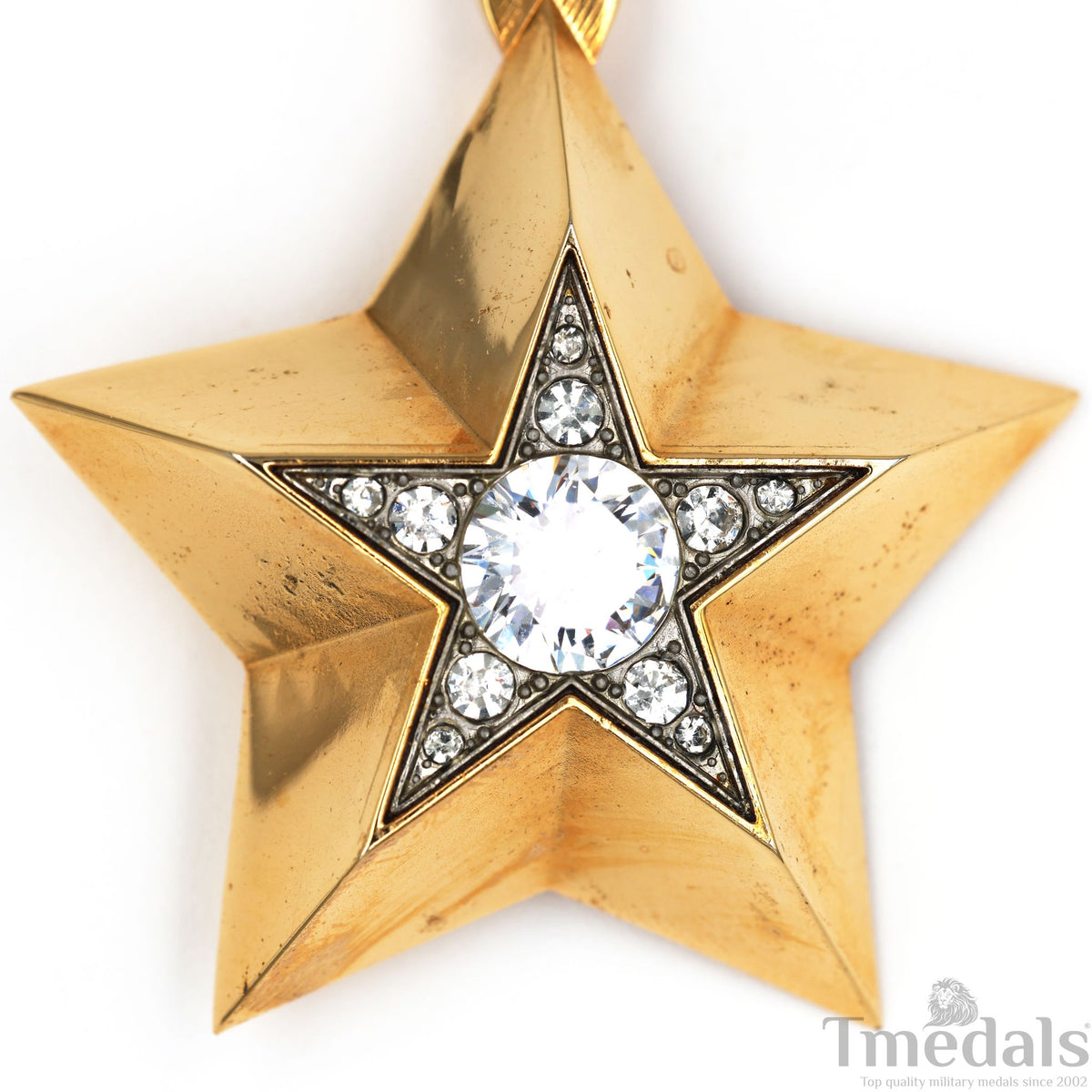 Soviet CCCP Small Marshal's Star – Gold-Plated with Cubic Zirconia Rep ...